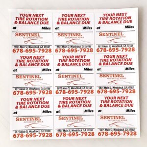 Custom Tire Rotation Reminder Service Stickers - StickerPla.net