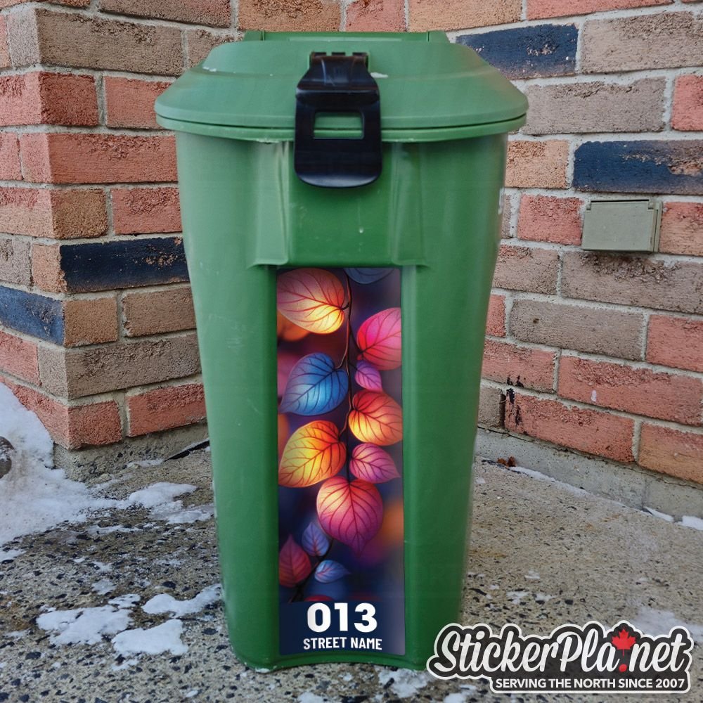 Colorful rainbow leafy branch Green Bin Sticker - StickerPla.net